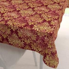 Biante Sametový obdélníkový ubrus Tamara TMR-053 Zámecký vzor na vínově červeném 50x100 cm