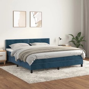 Box spring postel s matrací tmavě modrá 180x200 cm samet,  3141261