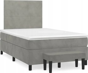 Box Spring Postel S Matrací Samet Světle Šedá Hladký design 120 x 190 cm