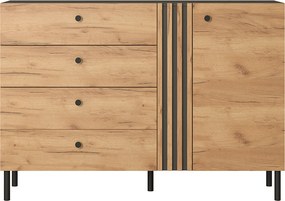 DECO | komoda D4S | 138 cm | kraft zlatý/antracit | VÝPRODEJ Z PRODEJNY