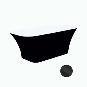 Besco Volně stojící vana z litého mramoru Assos S-Line BW 160x70 Barva: Bílá/černá, Rozměry (cm): 160x70, Typ a barva výpustě: Click-Clack s horním čištěním, zlatá