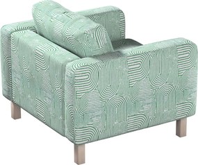 Potah na křeslo IKEA Karlstad, krátký barva zelená látka pletený vzor, vzorované