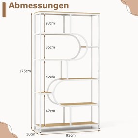 Costway 5-Tier knihovna s otevřenými policemi stojací police s displejem Police