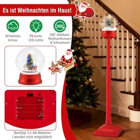 Costway 153 cm hudební vánoční pouliční lampa sněhová koule lucerna na stojanu