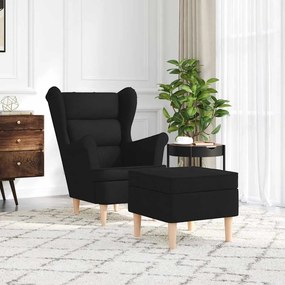 Křeslo s podnožkou černé textil 3307991