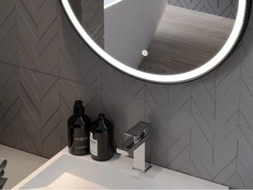 Mexen Reni koupelnové zrcadlo podsvícené, kulaté 70 cm, LED 6000K, odmlžování, černý rám - 9812-070-070-611-70
