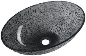 Sapho PURUS skleněné gravírované umyvadlo 50 x 15,5 x 36 cm, černá TY305SG