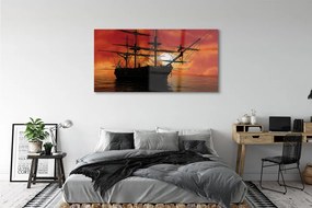 akrylový obraz Loď moře nebe mraky slunce 140x70 cm