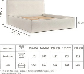Světle šedá čalouněná dvoulůžková postel s úložným prostorem s roštem 180x200 cm Lounge L – Maison de Rêve