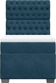 Box spring postel s matrací modrá 80 x 200 cm samet 3293072