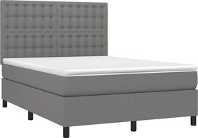 Box spring postel s matrací a LED tmavě šedá 140x190 cm textil 3135190