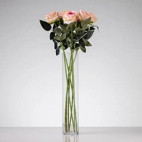 Dlouhá sametová růže TINA v bílé a růžové barvě. Cena je za 1 kus.