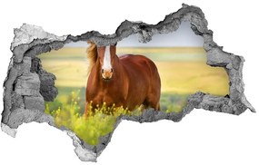 Wallmuralia Díra 3D fototapeta nálepka Hnědý kůň 95x73 cm