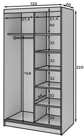 Eltap Šatní skříň Prescco II se zrcadlem
