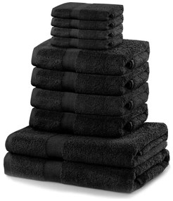 Set 8 černých ručníků a 2 osušek DecoKing Marina Black