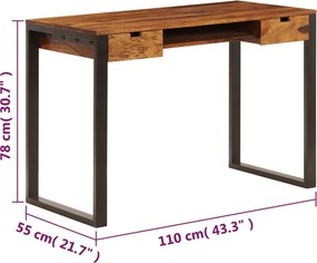 vidaXL Marketos Psací stůl 110 x 55 x 78 cm masivní akácie a ocel