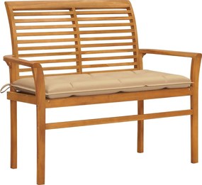 vidaXL Zahradní lavice s poduškou 112 cm masivní teak [3062669] Barva: Béžová