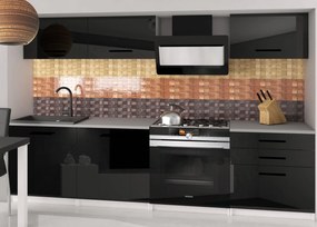 Kuchyňská linka Belini 180 cm černý lesk s pracovní deskou Laurentino2