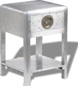 vidaXL Letecký hliníkový vintage odkládací stolek s 1 zásuvkou [242115]