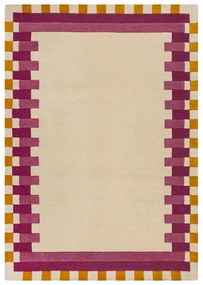 Žluto-růžový ručně tkaný vlněný koberec 160x230 cm Kai Wool Border – Flair Rugs