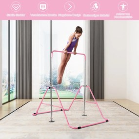 Costway Dětská gymnastická tyč, výškově nastavitelná hrazda, 90-130 cm, skládací