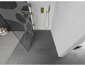 Mexen Kioto, sprchová zástěna Walk-In 140 x 200 cm, 8mm čiré sklo bílý vzor, ​​zlatý matný profil, 800-140-101-55-97