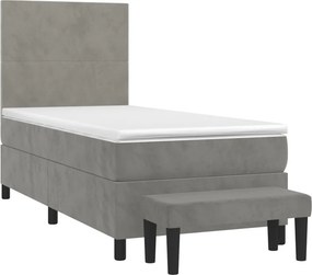 Box spring postel s matrací světle šedá 100x200 cm samet 3137707