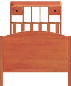 Postel s knihovnou bez matrace hnědá 75x190 cm masivní borovice 3323169