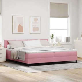 Postel s boxspringem s čelo Růžová 200 x 200 cm samet 3339265