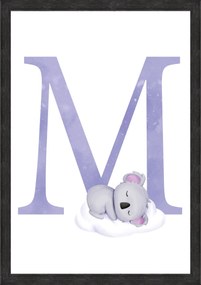 Abeceda písmena s koalou - Obraz, Plakát Velikost: B2 - 50x70 cm, Volba rámu: s černým rámem, Písmeno: M