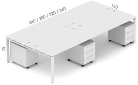 NABYTEK-DESIGNOVY.CZ - DEBZ35U - Kancelářská sestava EPIC Z35 U, volitelná délka stolu 240/280/320/360cm, dub/černá