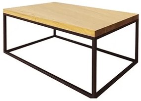 Drewmax Konferenční stůl ST375 Š120, šířka desky: 4cm, masiv černá matná   dub bělený