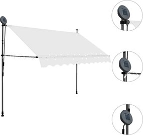 Ručně zatahovací markýza s LED světlem 300 cm krémová 145873