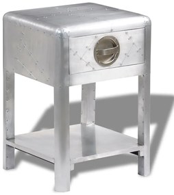 Letecký hliníkový vintage odkládací stolek s 1 zásuvkou - Default Title