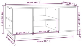 Konferenční stolek bílý 90x49x40,5 cm masivní borové dřevo - Default Title