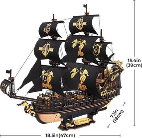 Hračka Robotime 3D mechanická skládačka Plachetnice Mořský koník [6950388]