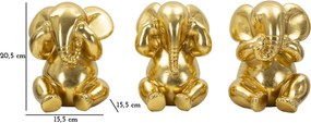 Sada 3 ks dekorativních figurek Elephant zlatá