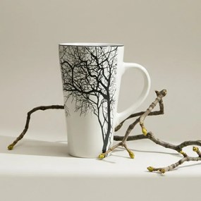 Kameninový hrnek Strom, 500 ml – vysoký, bílý, dánský minimalistický design