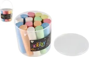 TEDDIES Barevné chodníkové křídy v kyblíku / 15 ks / kulaté / kyblík s