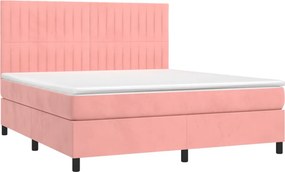 Box spring postel s matrací růžová 160x200 cm samet 3143156