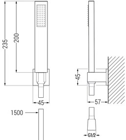 Mexen Estrella vanová baterie se sprchovým setem R02, černá - 7233R02-70
