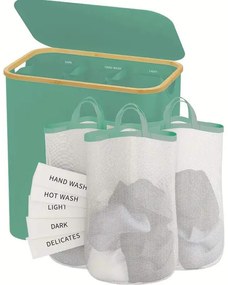 Skládací koš na prádlo velkokapacitní, tmavě zelená, NoBi LAUNDRY PRO 160