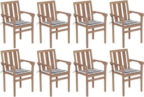 vidaXL Stohovatelné zahradní židle s poduškami 8 ks masivní teak [3073433] Barva: antracitová