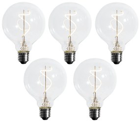 Sada 5 stmívatelných LED žárovek s vláknem ve spirále E27 G95 4W 270LM 2700K