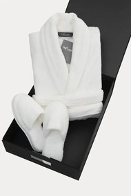Unisex župan MICRO COTTON v dárkovém balení + papuče M + papučky (36/38) + dárkové balení Smetanová
