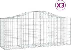 Klenuté gabionové koše 3 ks 200x50x80/100 cm pozinkované železo 3145620