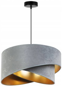 Závěsné svítidlo MEDIOLAN, 1x světle šedé/zlaté textilní stínítko