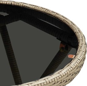 Čajový stolek béžový 60 cm polyratan a tvrzené sklo 310559