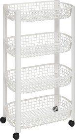 Kuchyňský vozík na kolečkách BASKET, plastový, 46,5 x 25,5 x 79 cm, bílá