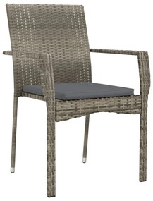 Zahradní židle s poduškami 2 ks polyratan šedé,  319882